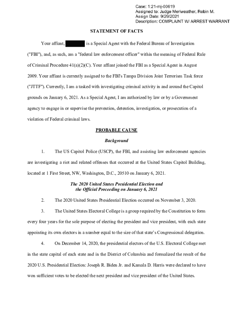 Fillable Online STATEMENT OF FACTS Your affiant, is a Special Agent ...
