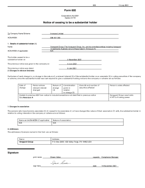 Fillable Online To Company Name/Scheme ACN/ARSN 605 Form 605 ...