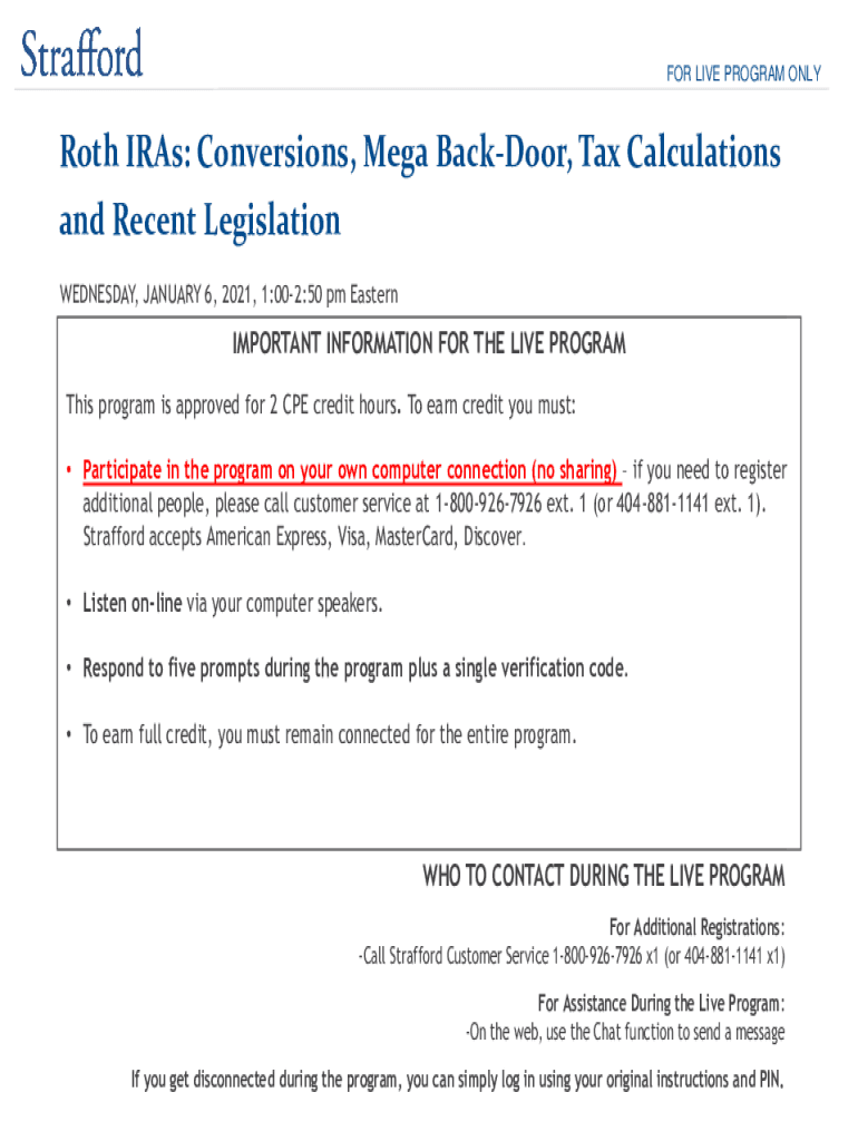 Fillable Online Roth IRAs: Conversions, Mega Back-Door, Tax ...
