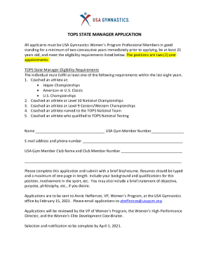 Fillable Online 2021 TOPS STATE MANAGER APPLICATION Fax Email Print ...