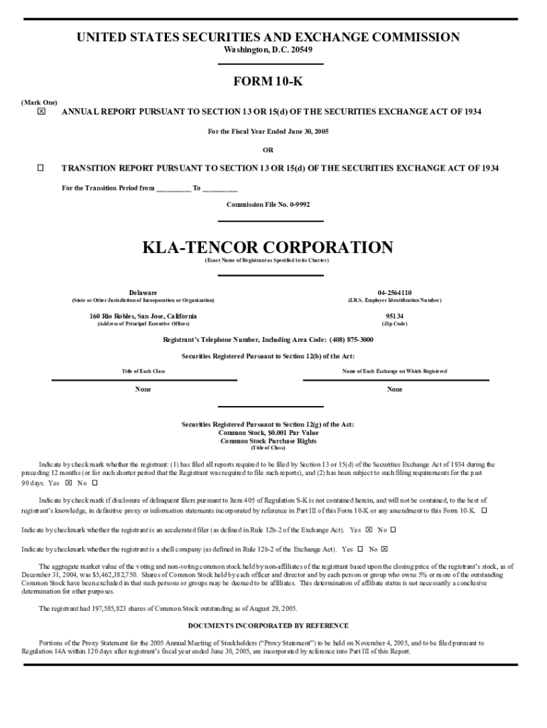 Fillable Online KLA-TENCOR CORPORATION Fax Email Print - pdfFiller