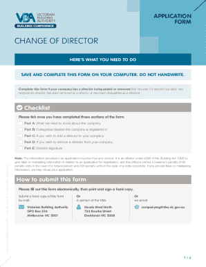 Fillable Online Building Company - Change of Director form Fax Email ...