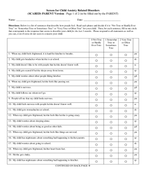Fillable Online screen for child anxiety related disorders (scared ...