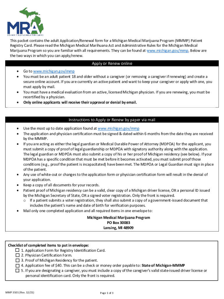 Fillable Online origin-sl michigan Medical Card Renewal Application ...
