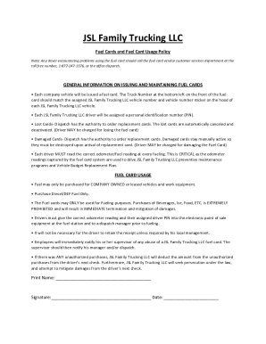 Fillable Online How To Create A Driver Fuel Card Policy: Free Template ...