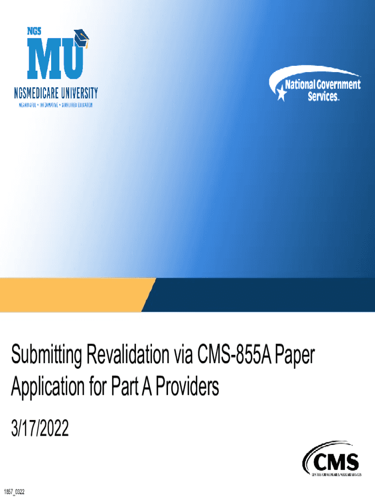 Fillable Online Submitting Revalidation via CMS-855A Paper Fax Email ...