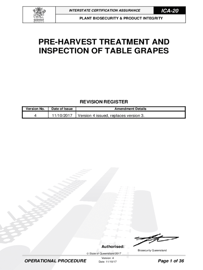 Fillable Online PRE-HARVEST TREATMENT AND INSPECTION OF TABLE GRAPES ...