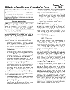 Fillable Online Arizona Form 2015 Arizona Annual Payment Withholding ...