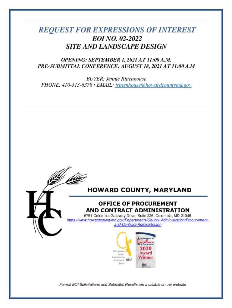 Fillable Online REQUEST FOR EXPRESSIONS OF INTEREST Fax Email Print - pdfFiller