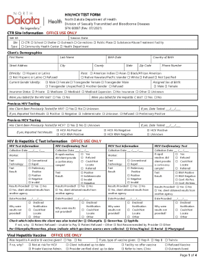 Fillable Online HIV/HCV TEST FORM CTR Site Information OFFICE USE ONLY ...