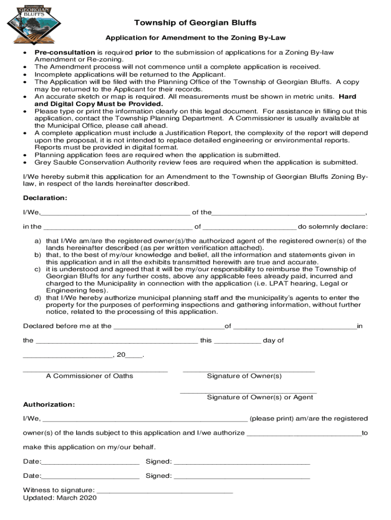 Fillable Online Get the free TOWNSHIP OF GEORGIAN BLUFFS APPLICATION ...