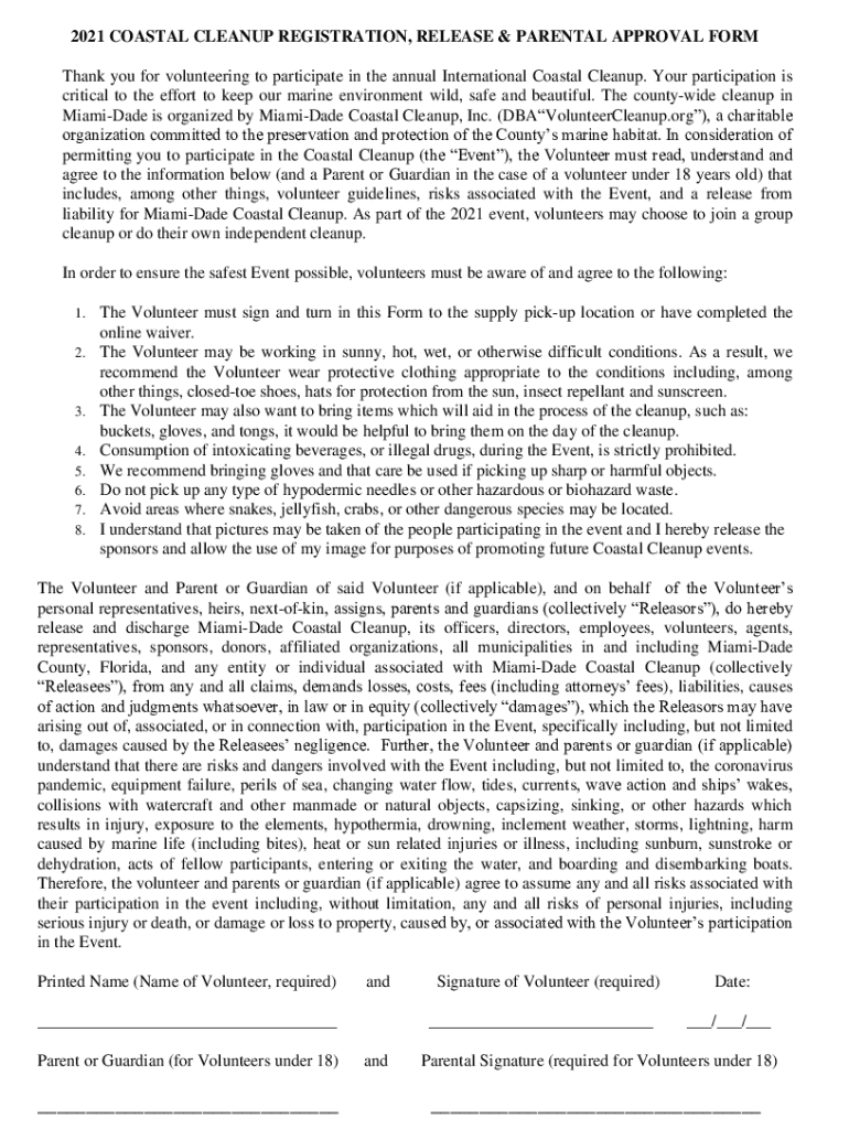 Fillable Online Trash Free Seas: International Coastal Cleanup - Ocean ...