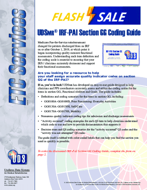 Fillable Online UDSMR IRF-PAI Section GG Coding Guide: Flash Sale! Fax ...