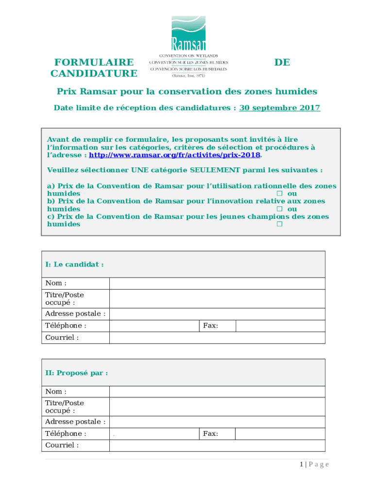 DOC Application for Ramsar Award Doc Template | pdfFiller