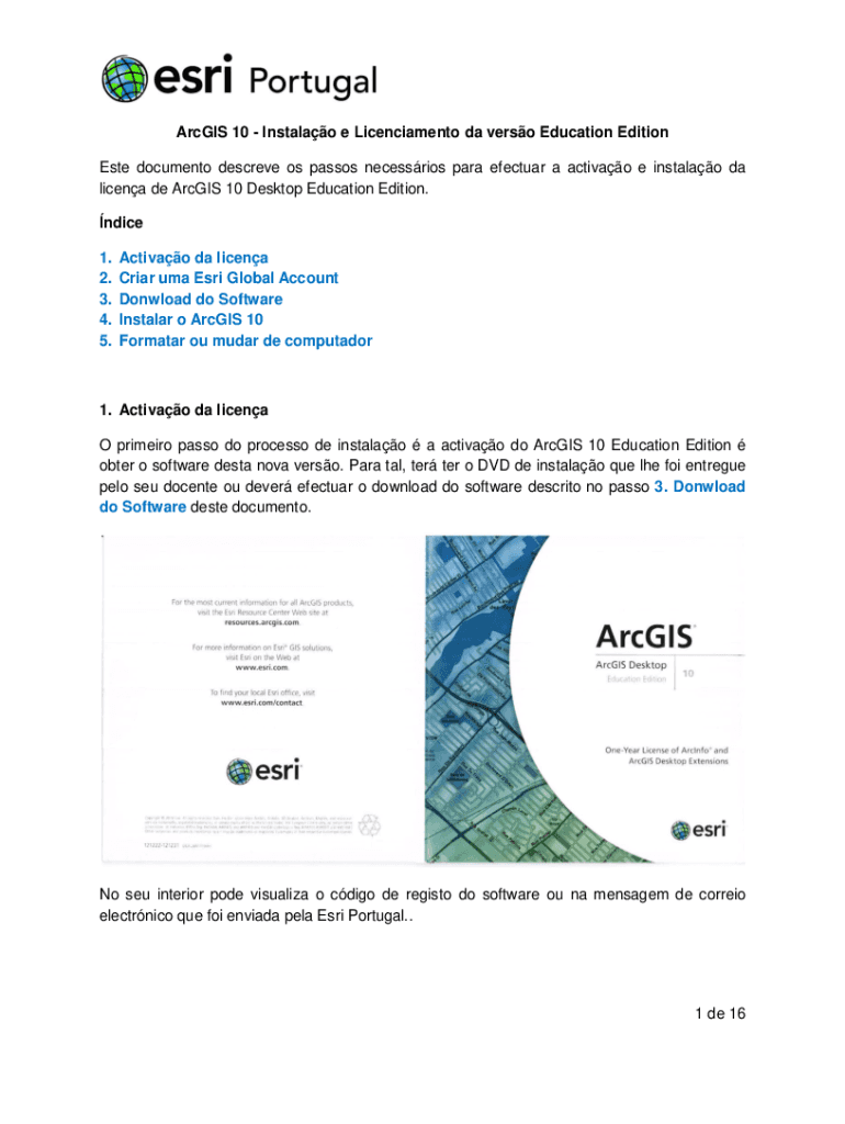 Fillable Online info fc up 1 de 16 ArcGIS 10 - Instalao e Licenciamento da verso ... Fax Email ...