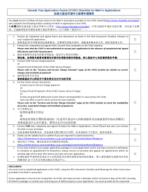 Fillable Online Canada Visa Application Centre (CVAC) Checklist for ...