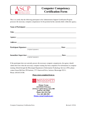 Fillable Online Computer Competency Certification Form Fax Email Print - pdfFiller