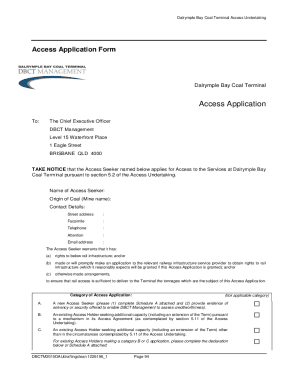 Fillable Online Access Application Form - dbinfrastructure.com.au Fax ...