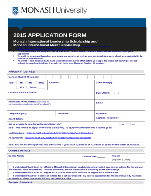application - Monash University Doc Template | pdfFiller
