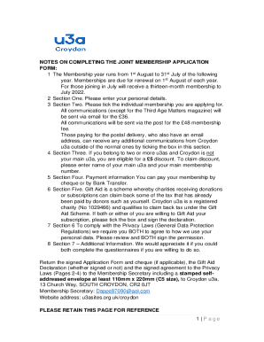 Fillable Online NOTES ON COMPLETING THE JOINT MEMBERSHIP APPLICATION ...