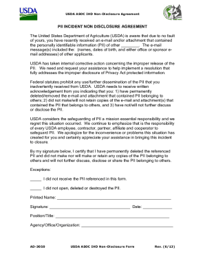 Fillable Online PII Incident Non Disclosure Agreement. PII Incident Non ...