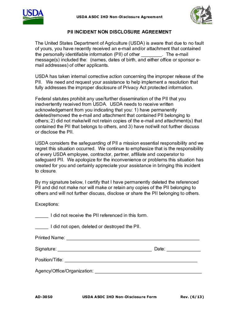 Fillable Online PII Incident Non Disclosure Agreement. PII Incident Non ...