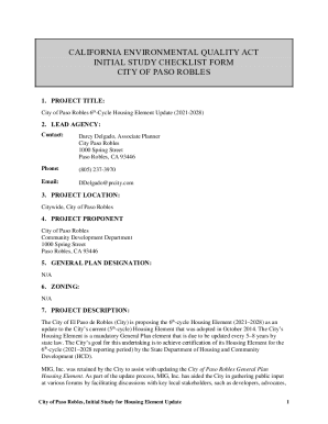 Fillable Online california environmental quality act initial study ...