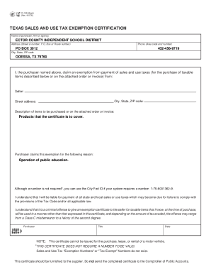 Fillable Online Fillable Online Texas sales and use tax exemption ...