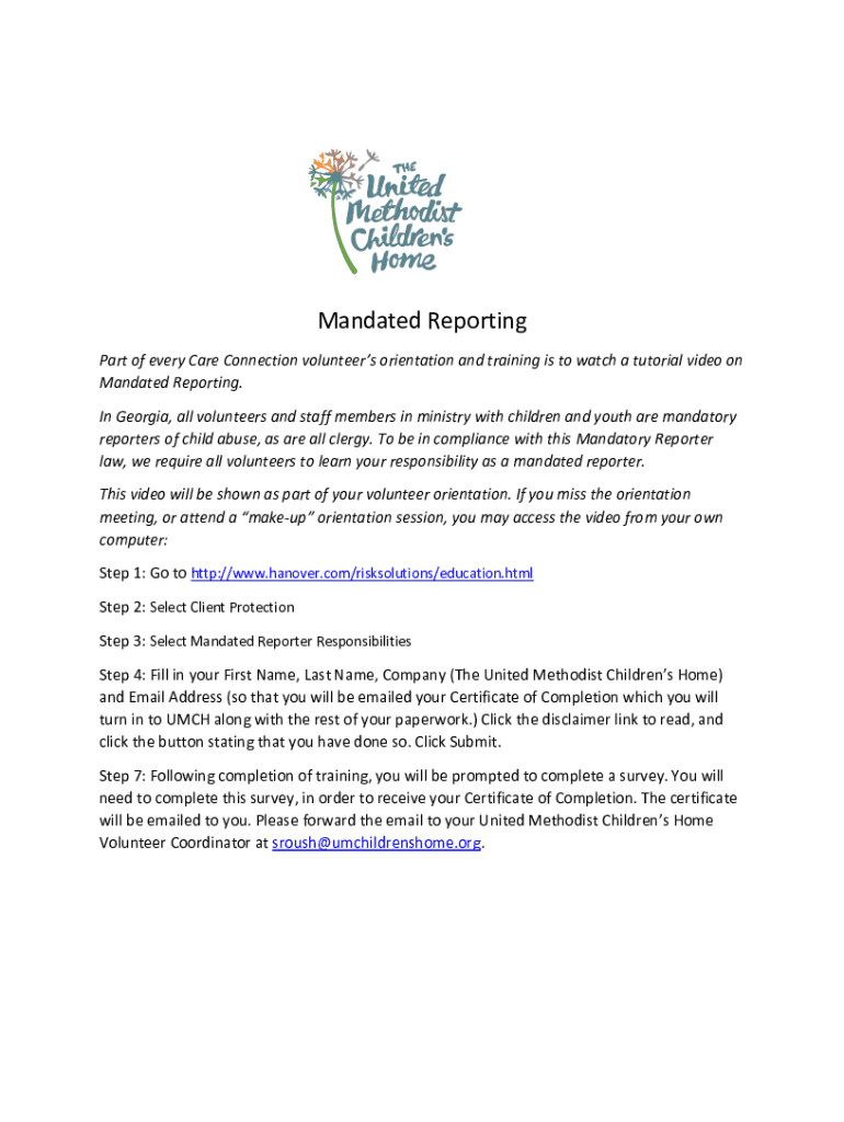 Fillable Online Child Care ProvidersChild Abuse Mandated Reporter ...