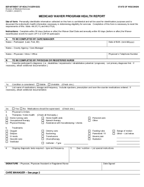 Fillable Online Medicaid Waiver Program Health Report. form Fax Email ...