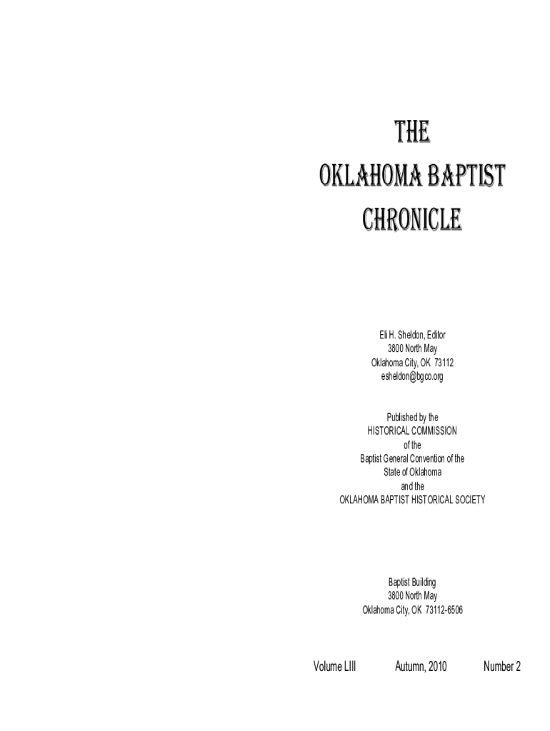 Fillable Online The Oklahoma Baptist Chronicle The Oklahoma Baptist ...