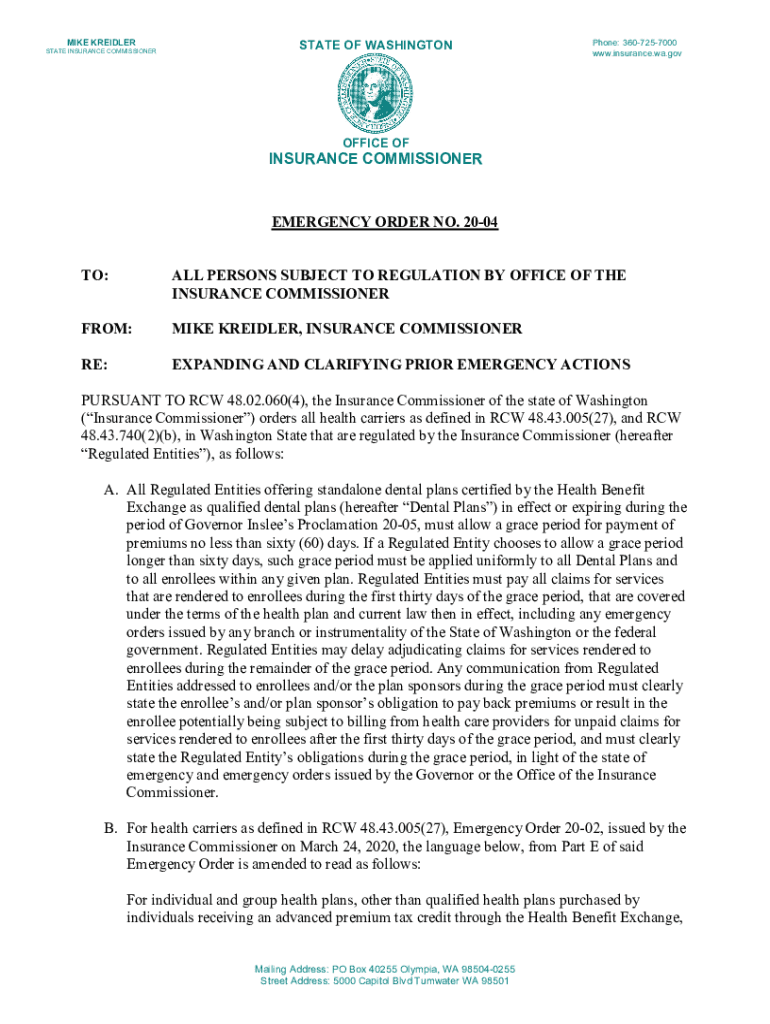 Fillable Online Fillable Online Emergency order - Washington state ...