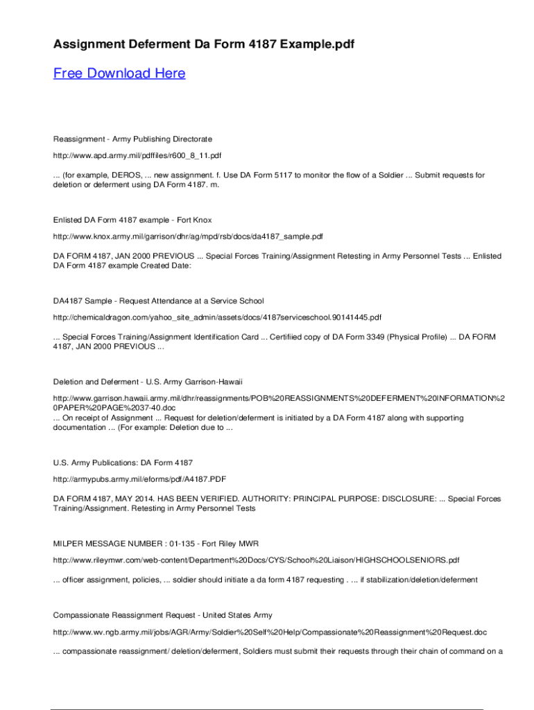 Fillable Online wiki.ctsnet.orgF974Dassignment-deferment-da-form ...