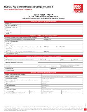 Fillable Online www.hdfcergo.comdownloadclaim-formHDFC Ergo Insurance ...