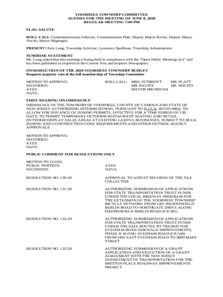 Voorhees Township Doc Template | pdfFiller