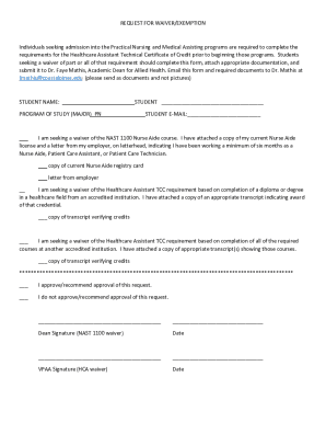 Fillable Online REQUEST FOR WAIVER - NAST 1100 and HCA TCC.docx Fax ...