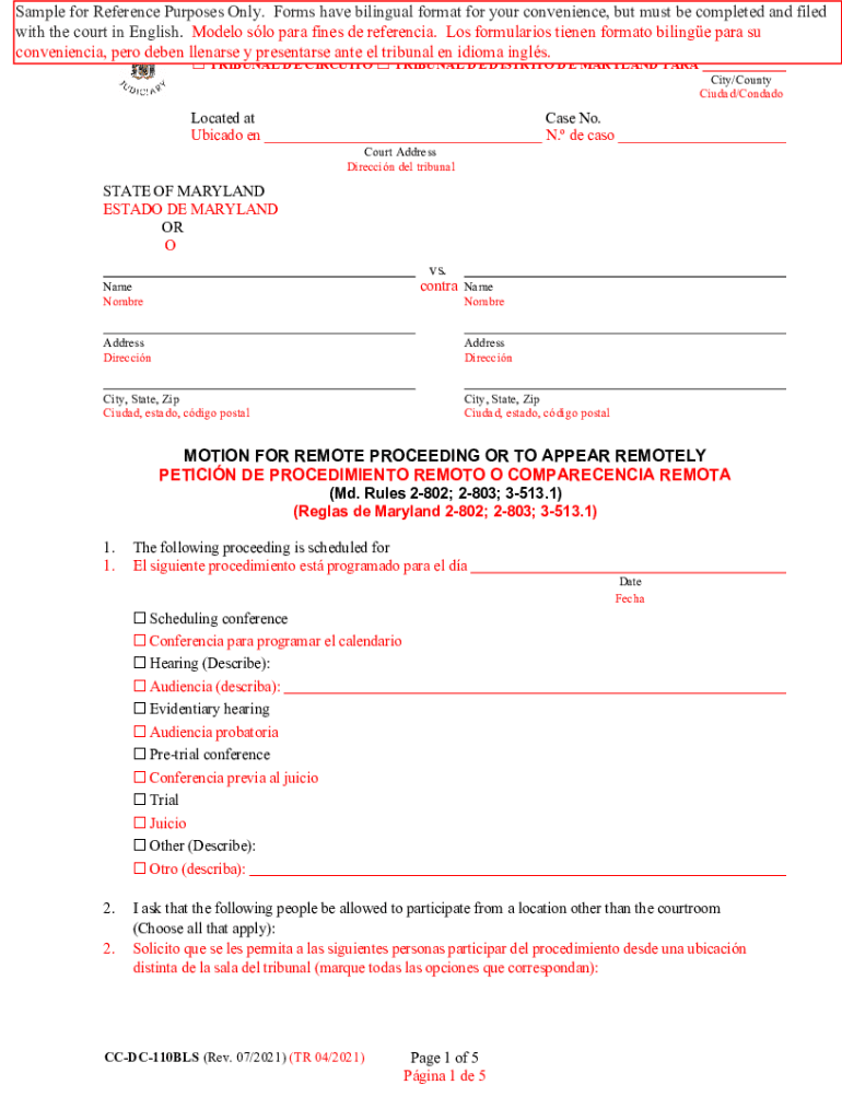 Fillable Online REQUEST FOR SPOKEN LANGUAGE INTERPRETER ... - mdcourts.gov Fax Email Print ...