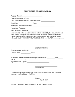 Fillable Online Maryland Satisfaction - Certificate Of SatisfactionUS ...