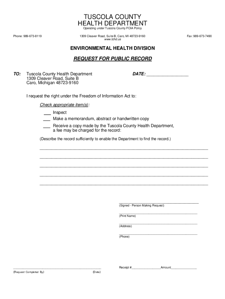 Fillable Online Request for Public Record (2).doc Fax Email Print - pdfFiller