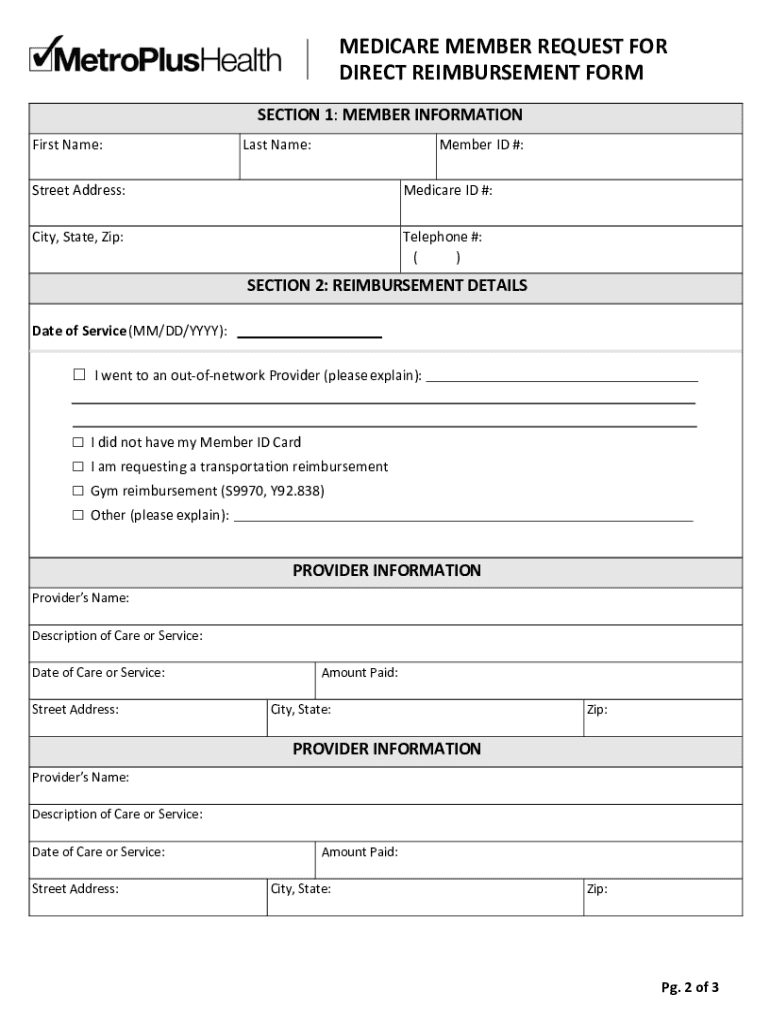 Fillable Online Medical Reimbursement Request Form Fax Email Print ...