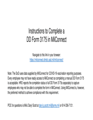 Fillable Online Instructions to Complete a DD Form 3175 in MilConnect ...