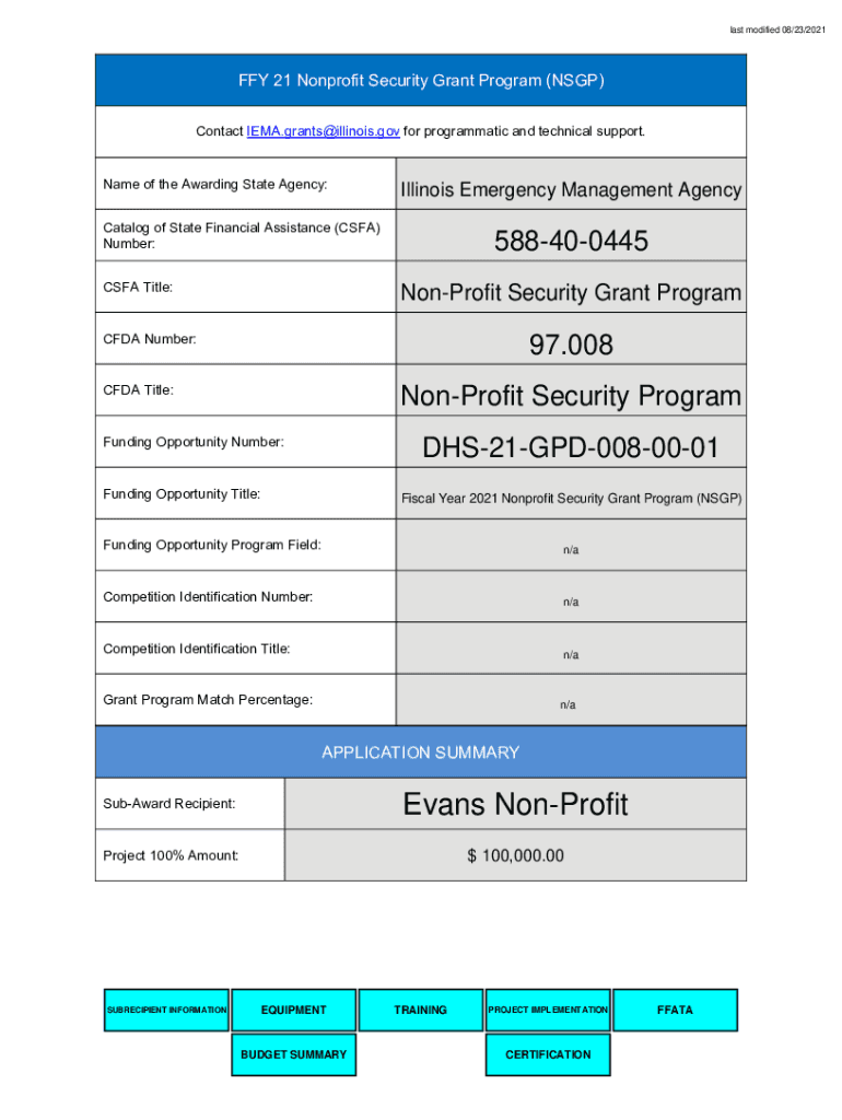 Fillable Online www2 illinois Nonprofit Security Grant ProgramFEMA.gov ...