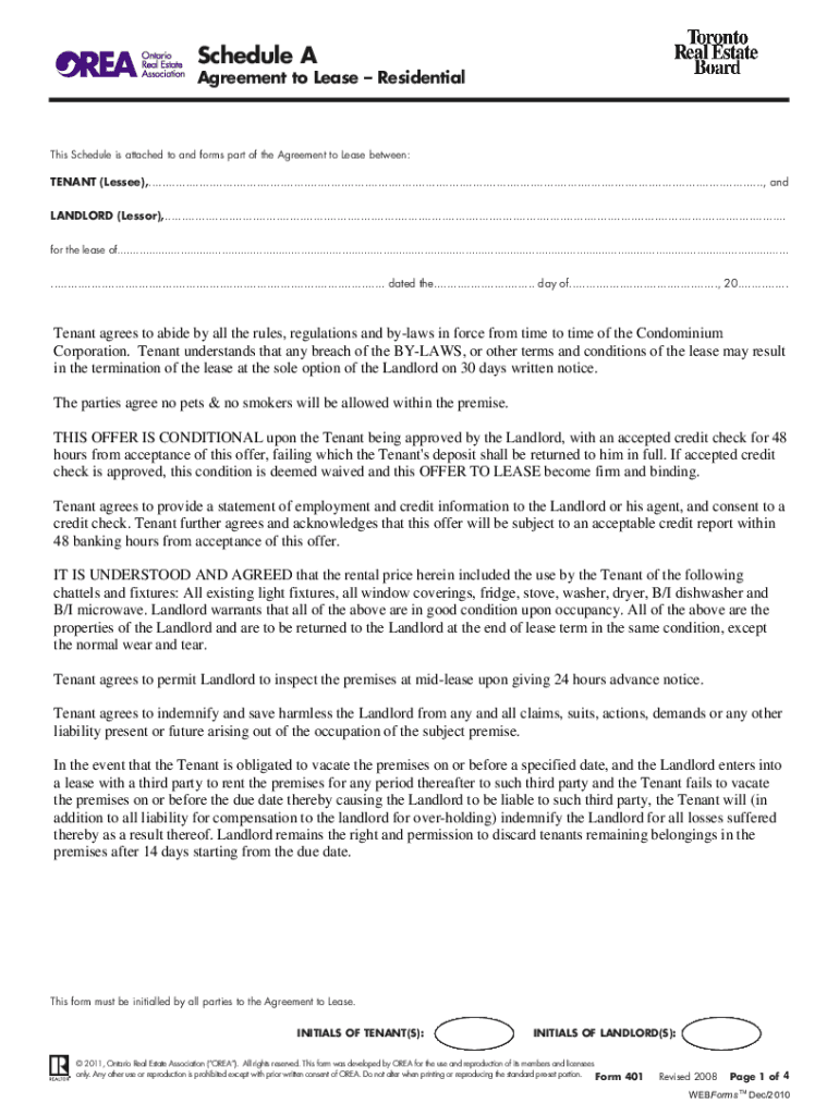 Fillable Online Fillable Online A Schedule Form Agreement to Lease ...