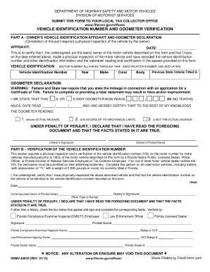 Fillable Online Florida Odometer/Mileage Disclosure Form Fax Email ...