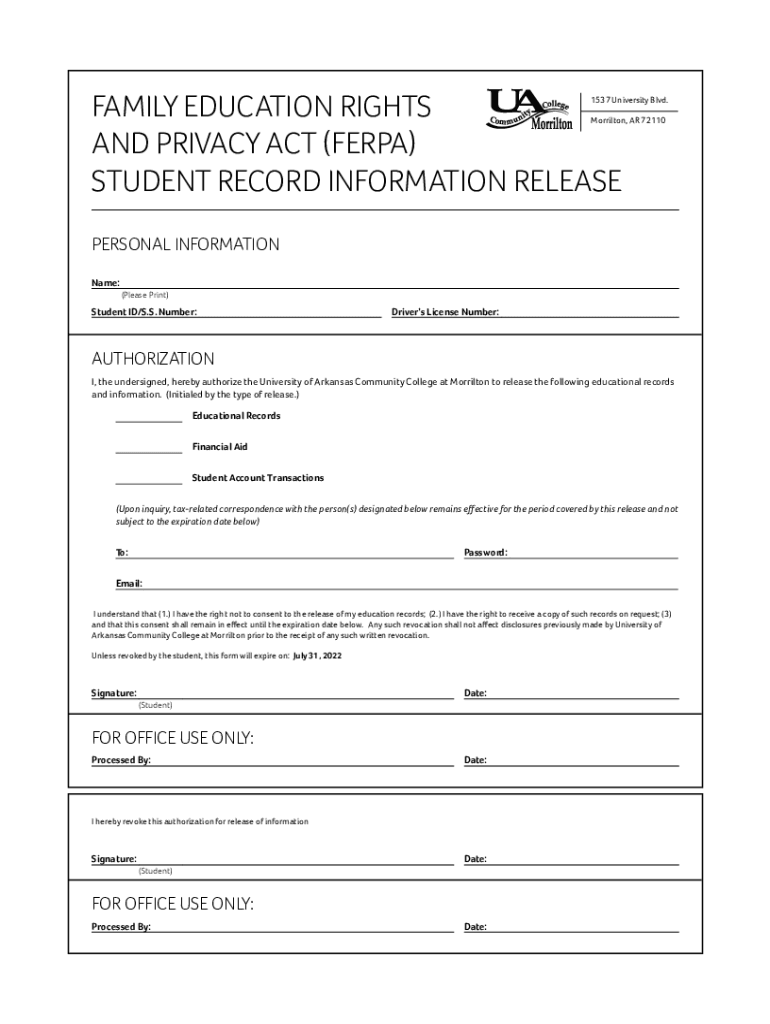 Fillable Online portal.uaccm.eduICSicsfsFERPA Student Record ...