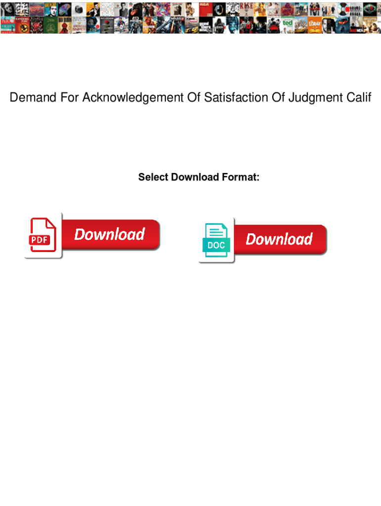Fillable Online Demand For Acknowledgement Of Satisfaction Of Judgment ...