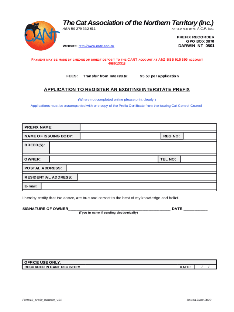 kitten registration application Doc Template | pdfFiller
