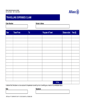 Fillable Online Claim Form - Travelling Expenses.doc Fax Email Print - pdfFiller