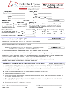Fillable Online EQUINE REPRODUCTION PROCEDURE ADMISSION AND CONSENT ...