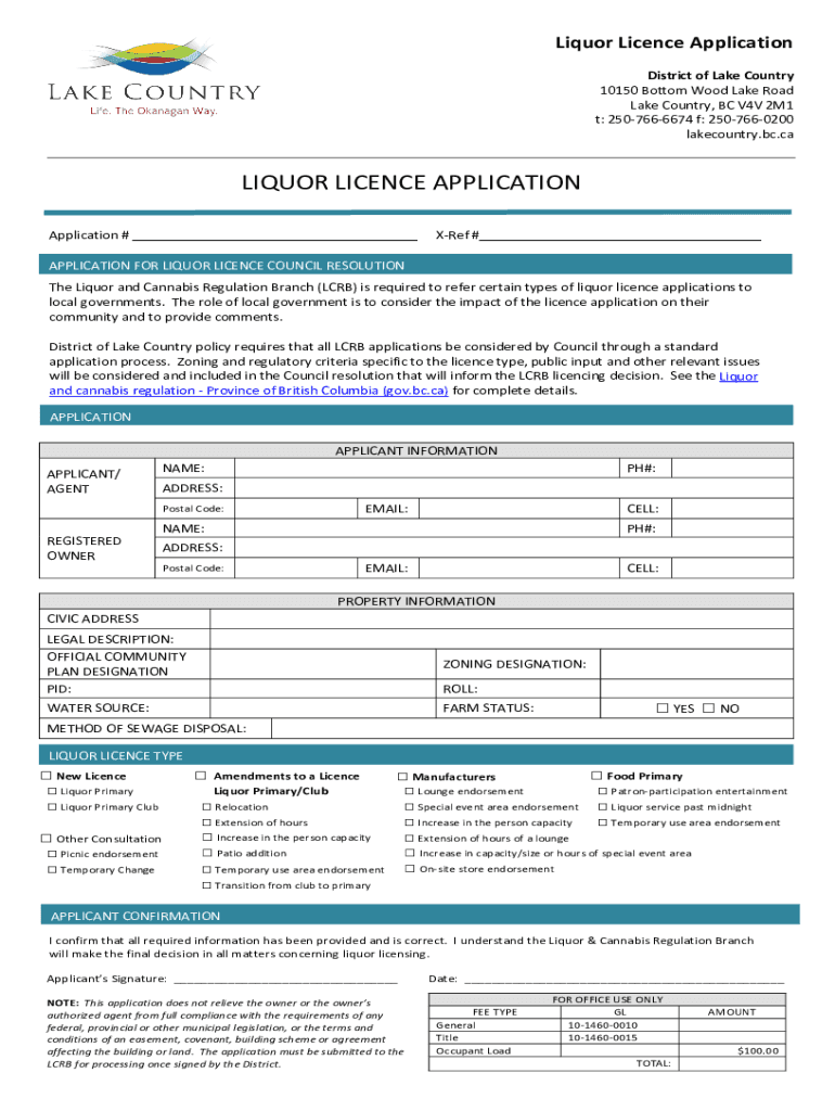 Fillable Online Liquor Licence Application Guide - lakecountry.bc.ca ...